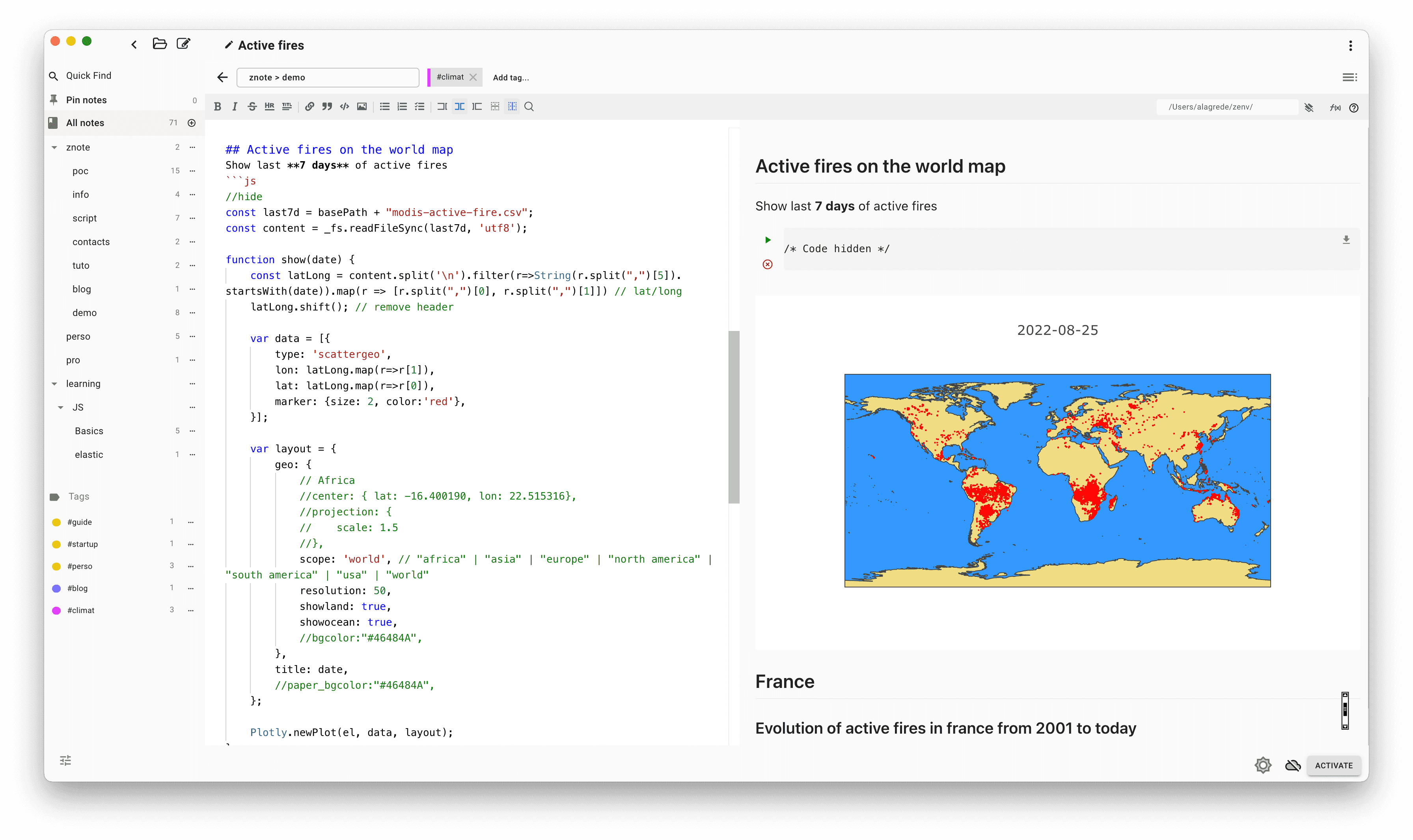 Visualize active fires around the world with Javascript | Znote Blog